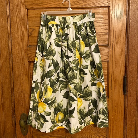 H&M | Skirts | Hm Lemon Print Midi Skirt | Poshmark